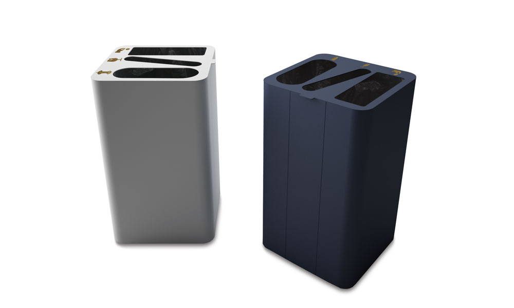 Drop Top Triple. Bin allows multiple recycling in a single container